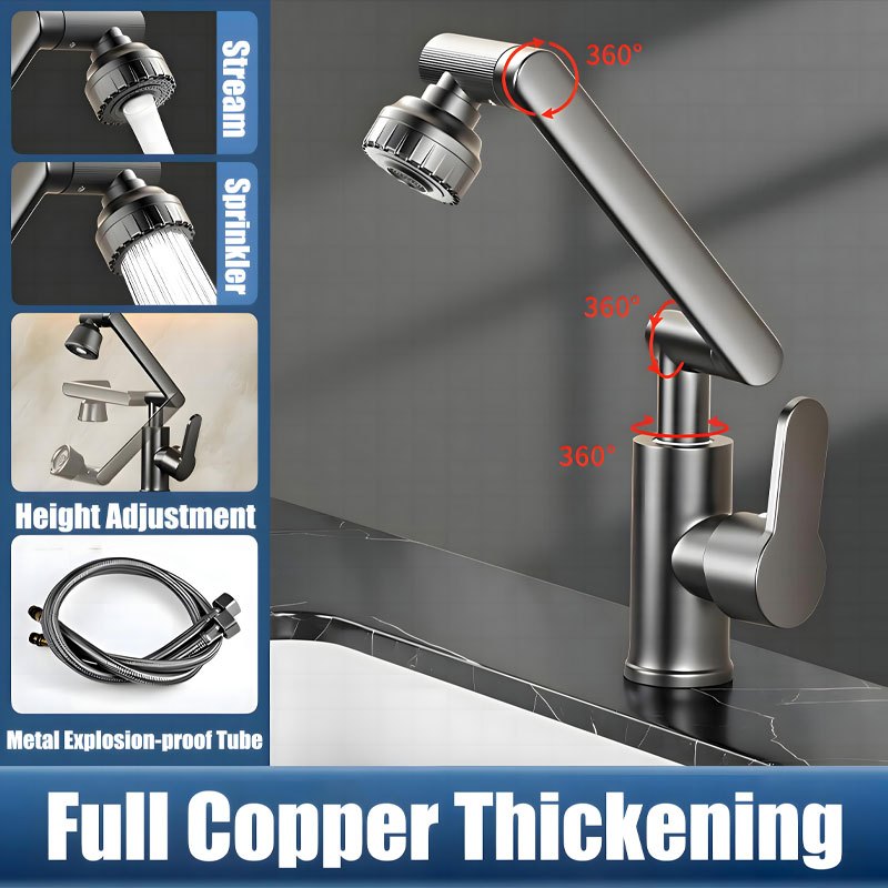 Rotating Faucet Set 1080° Mechanical Arm Rotating Faucet Stainless ...