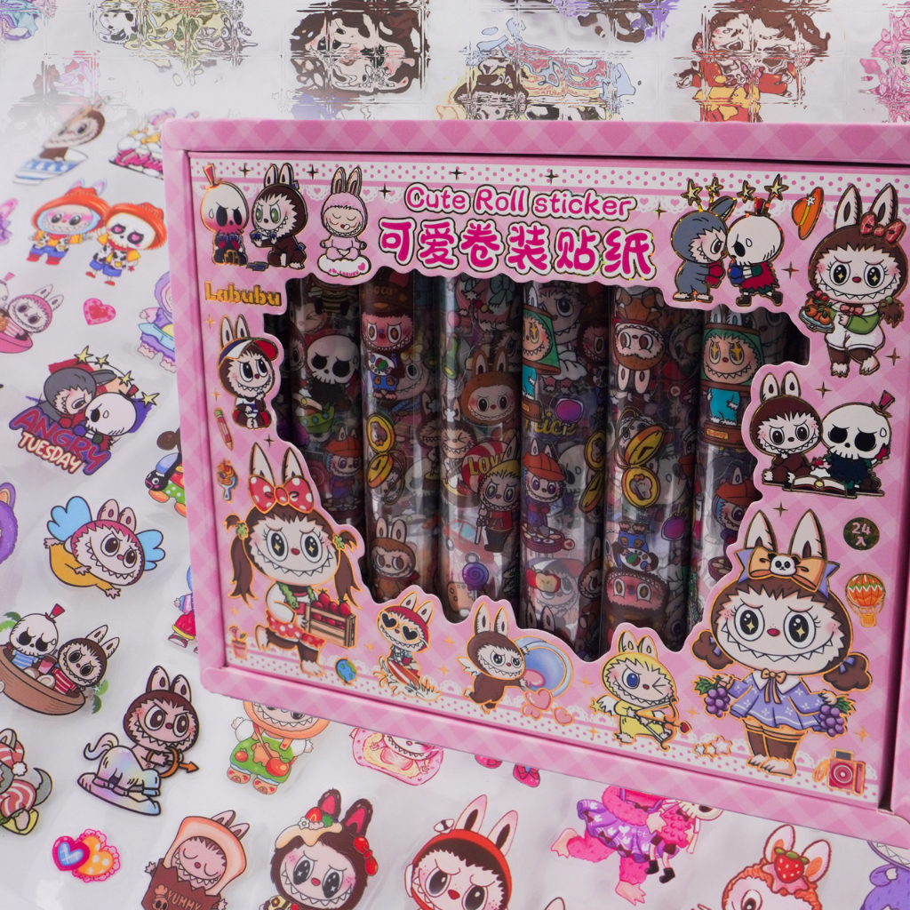 Roll of stickers-cute Labubu designs-1 ROLL | Shopee Philippines