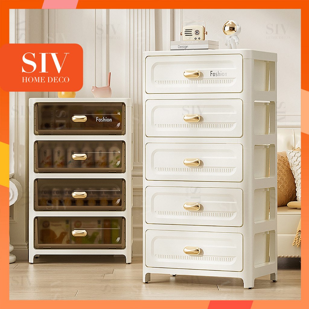 SIV 3/4/5/6 Tier Plastic Cabinet With Drawer Storage Organizer Box For ...