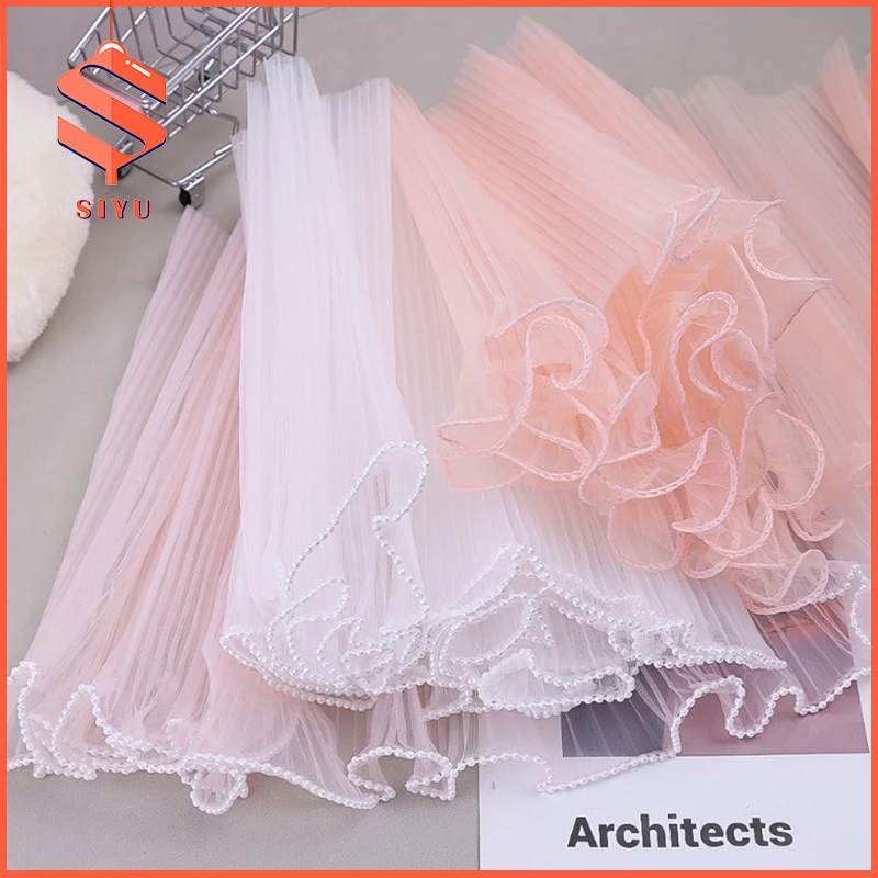 （3.6M）Pearl Pleated Yarn Flower Mesh Wrapping Paper Pleated Yarn Flower ...