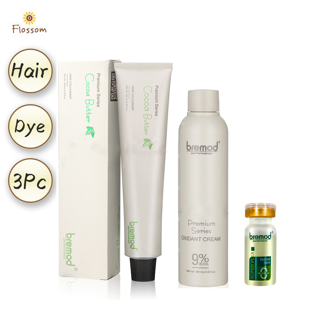 3Pcs Bremod Premium Series Cocoa Butter Hair Color Dye With Oxi And ...