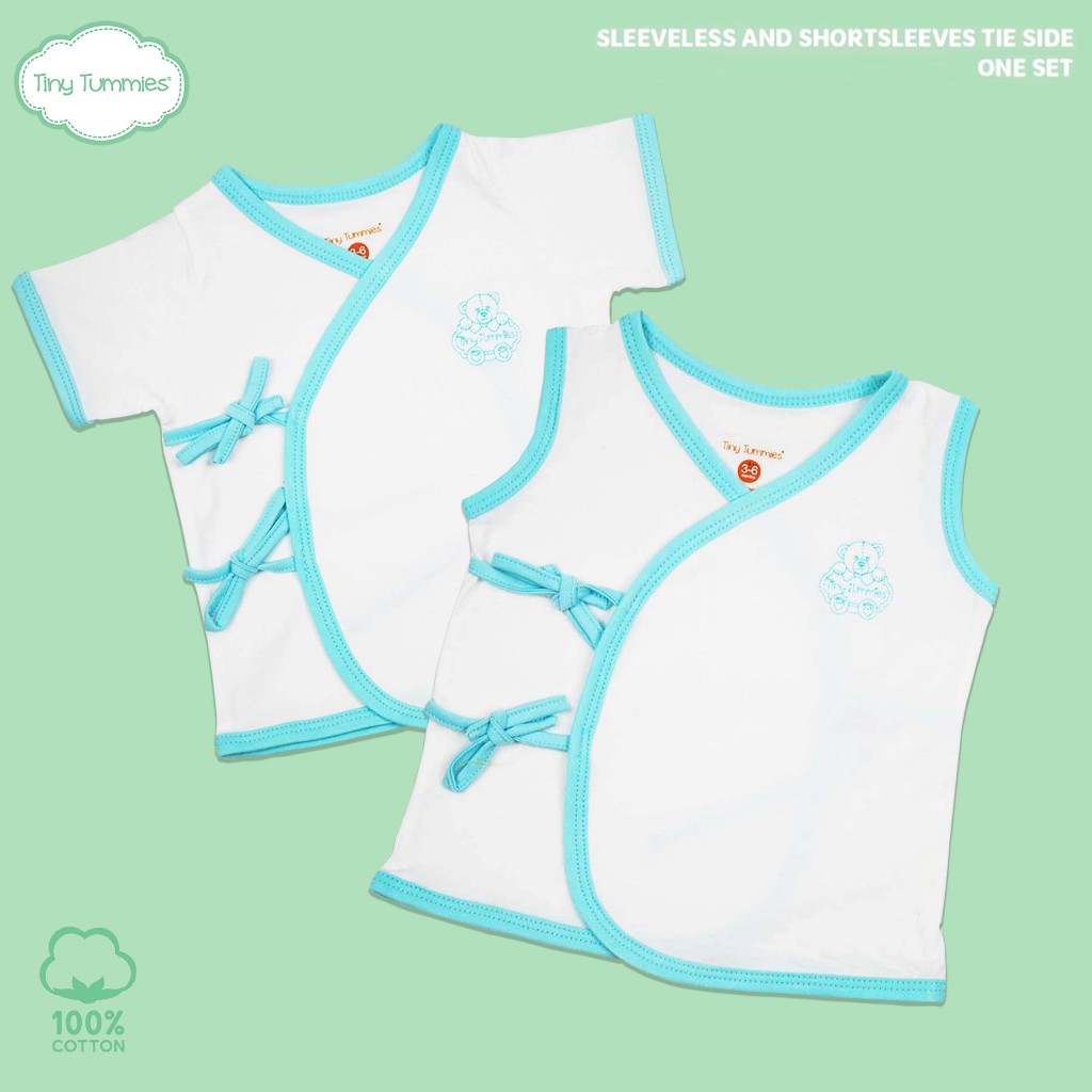Tiny Tummies Blue Cotton Baby Clothes Premium Tie Side Set for Newborn ...