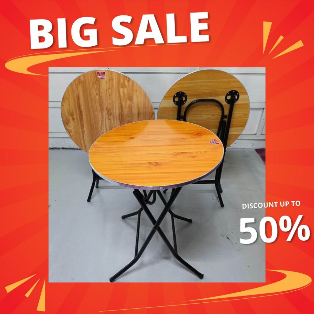 60 cm HIGH ROUND Heavy Duty Folding Table / lamesa / [ FULLY ASSEMBLED ...