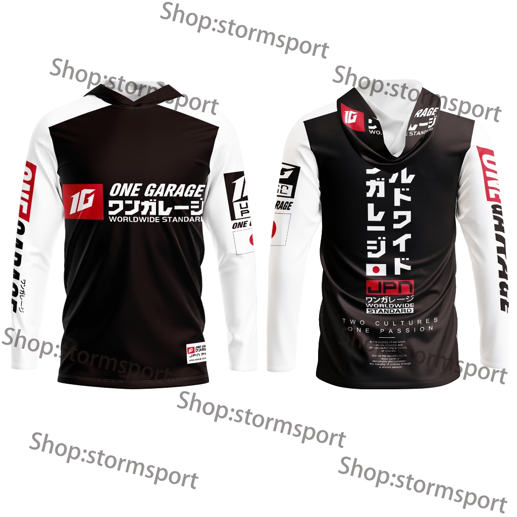 Long Sleeve Riding Warmer Jersey with Hoodie for men Motorcycle T-shirt 1G Hood Full Sublimation ...