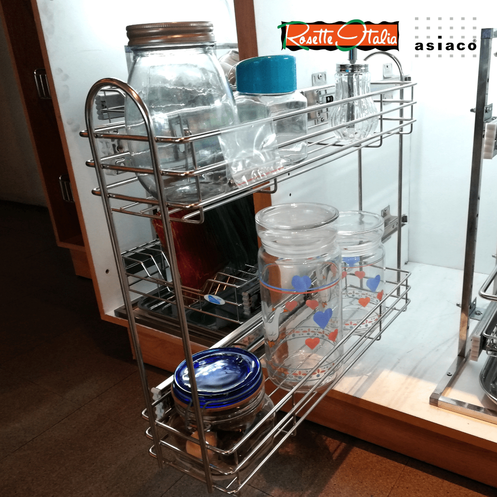 Asiaco Rosette Italia Pullout Soft Close Stainless Cellari Rack for ...