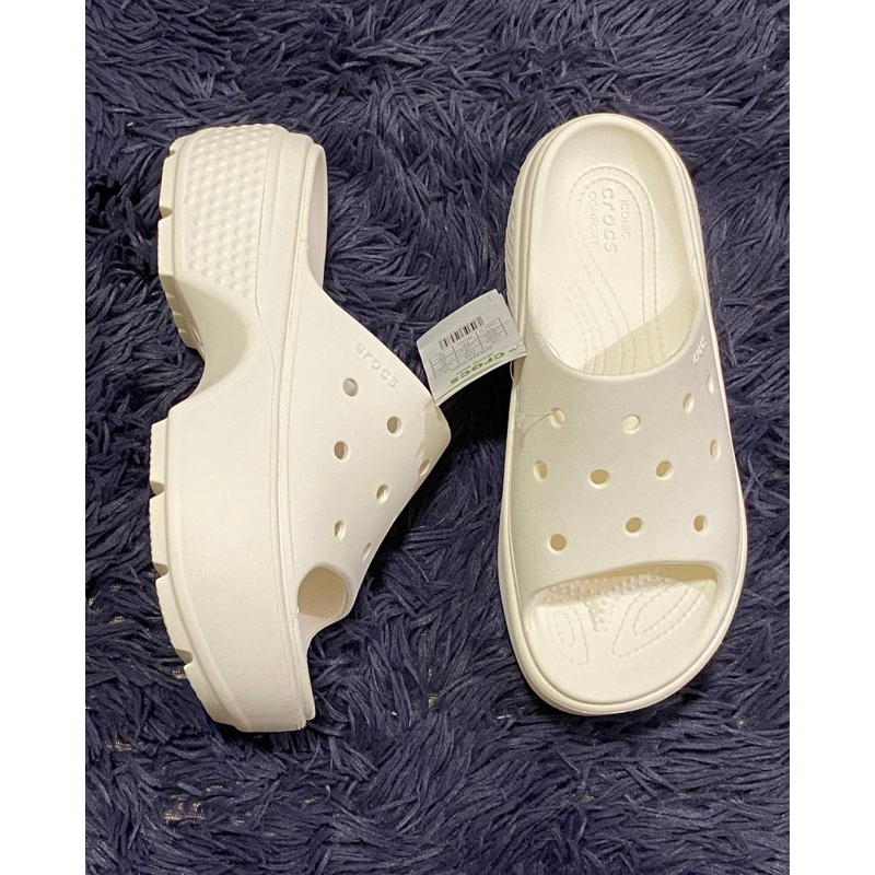 CROCS STOMP SLIDE IN CHALK 100% ORIGINAL | Shopee Philippines