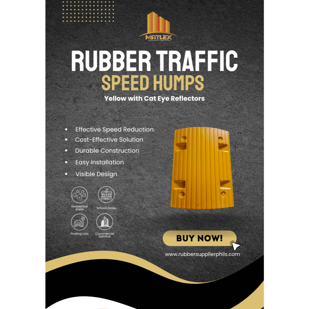 Traffic Speed Humps Yellow with Cat Eye Reflectors 500mmL x 380mm x ...