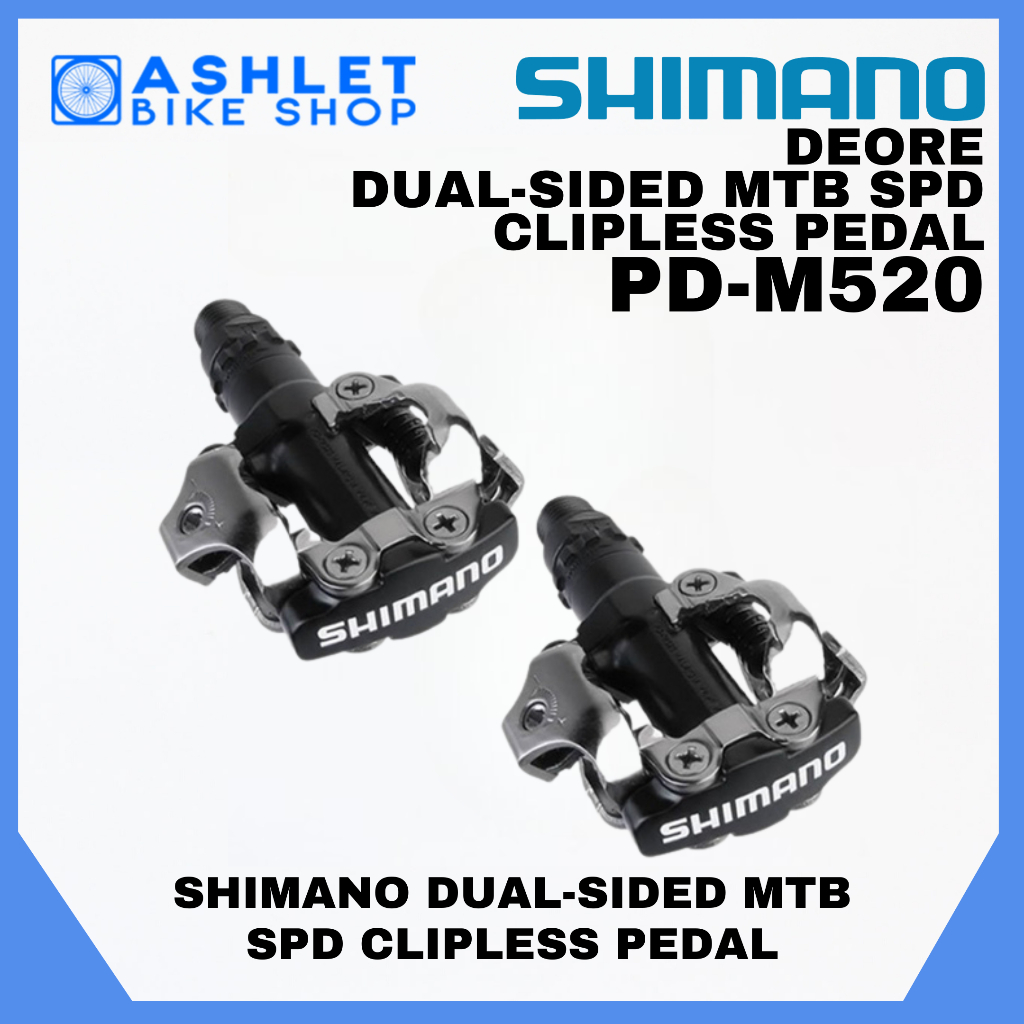 ORIGINAL SHIMANO SPD Pedal PD-M520 Dual Sided XC Cleats Black MTB ...