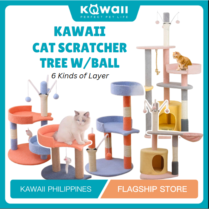 KAWAII Cat Scratch Tree With Ball 6 Kinds Of Layers | Shopee Philippines
