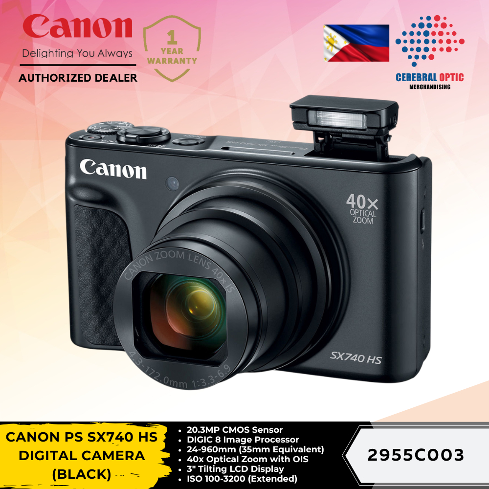 CANON PS SX740 HS DIGITAL CAMERA (BLACK) with 40x Optical Zoom and 20.3 ...