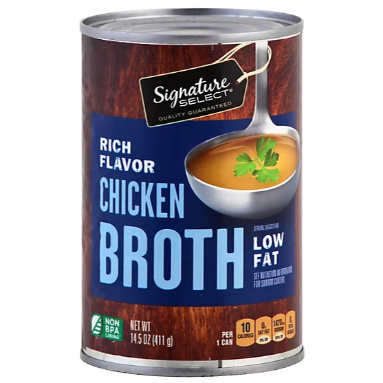 Signature Select Chicken Broth - Low Fat - Rich Flavor 411g { Made in ...