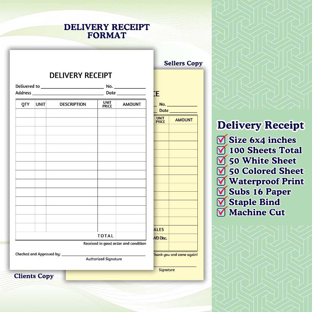 Delivery Receipt / Acknowledgement Receipt Notepads (Non Carbonized ...