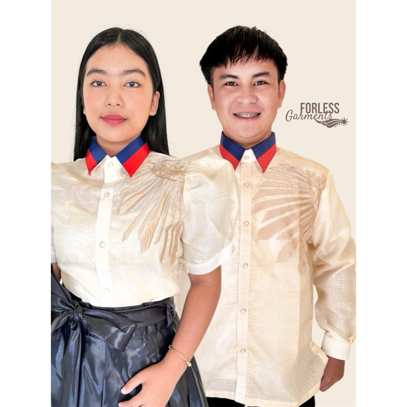 Couple Barong Top Sinag design puff sleeve filipiniana & longsleeve ...