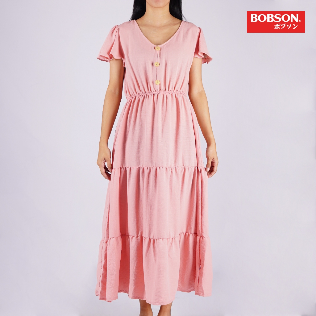 Bobson Japanese Ladies Basic Dress Regular Fit 156517 (Pink) | Shopee Philippines