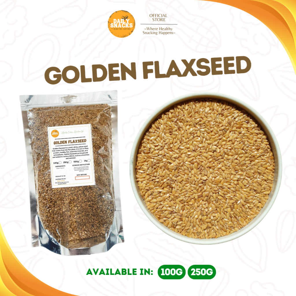 Daily Snacks Golden Flax Seeds (UK) - 100g & 250g in Ziplock Pouch ...