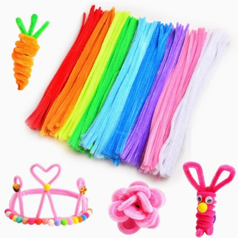 50pcs Fuzzy Wire Chenille Stems Toy Twisted Stick Colorful DIY ...