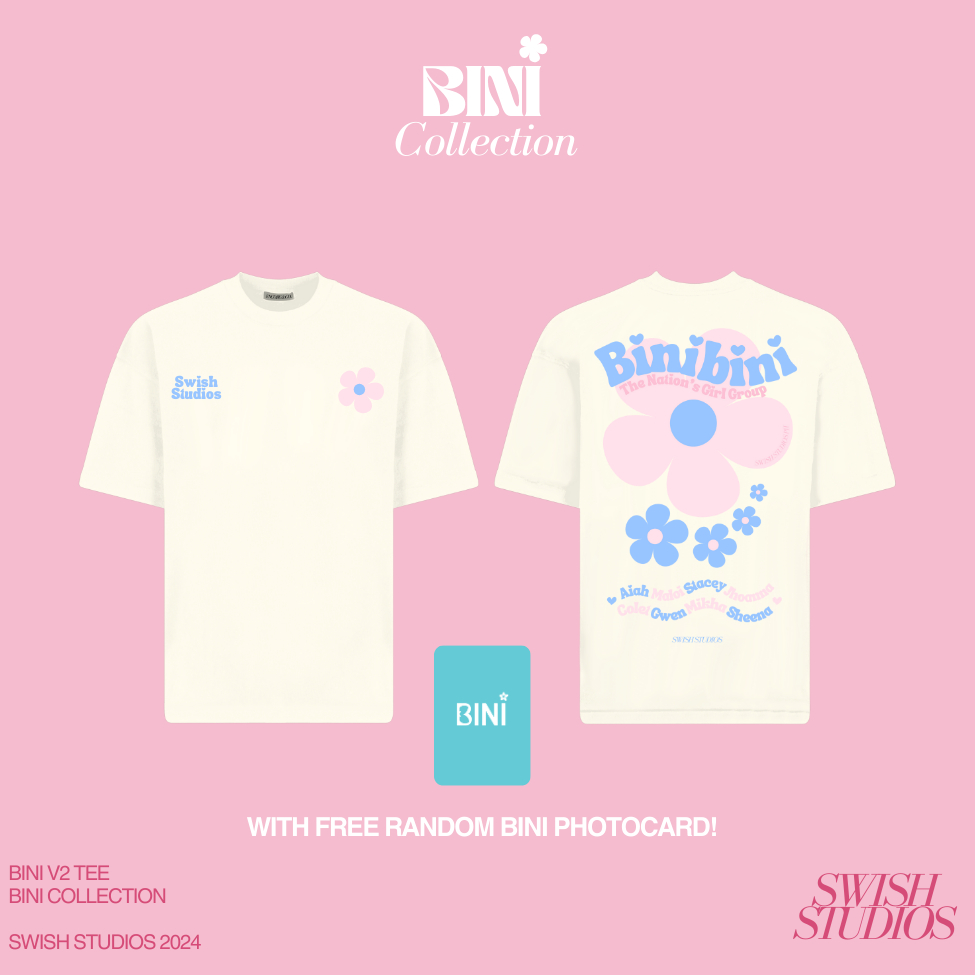 BINI V2 Tee - White Shirt (Pink and Blue Print) - Swish Studios PH ...