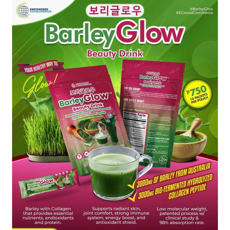 Barley Glow Organic Green Barley Bio Fermented hydrolyzed Collagen ...