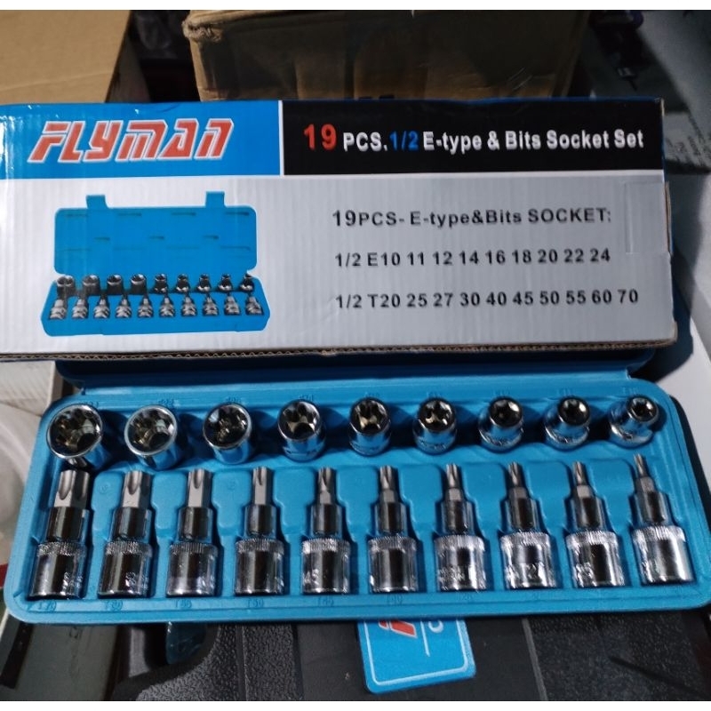 Flyman original 19pcs 1/2 E-Type & Bits Socket set | Shopee Philippines