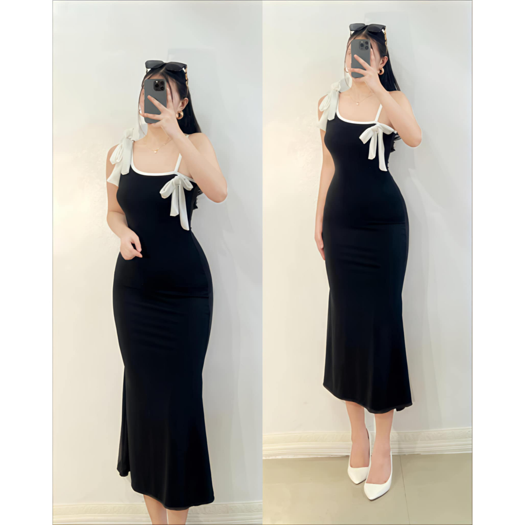 DBS TRINA Midi Bodycon BOW Dress Stretch Knit Fabric SMALL to LARGE ...