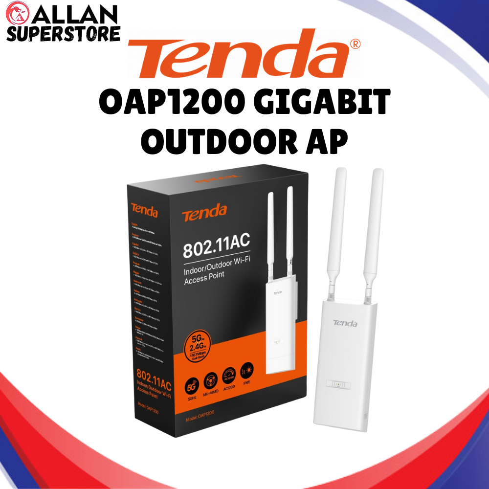 Tenda AC1200 Outdoor Gigabit Wi-Fi Access Point (OAP1200) - POE Powered ...