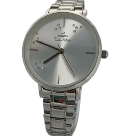 UniSilver TIME Women's Silver/Silver with Stone Inside Analog Stainless ...