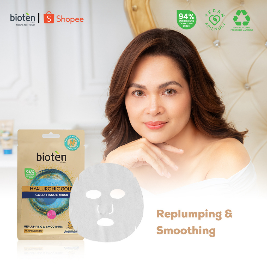 Bioten Hyaluronic Gold Tissue Mask 25g | Shopee Philippines