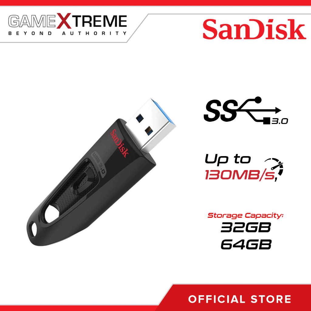 Sandisk Ultra Cz48 16gb/32gb/64gb USB 3.0 Flash Drive Black | Shopee ...