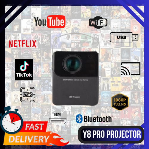Portable Smart Projector Y8 Pro 4K UHD 6000Lumens Android For Phone ...