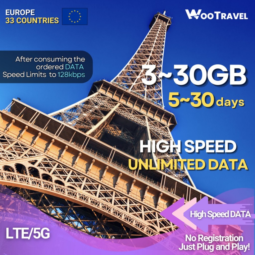 EUROPE 33 COUNTRIES 4G/5G Travel Sim Card 5~30DAYS【3~30GB HIGH SPEED】Unlimited Data Sim Fast ...
