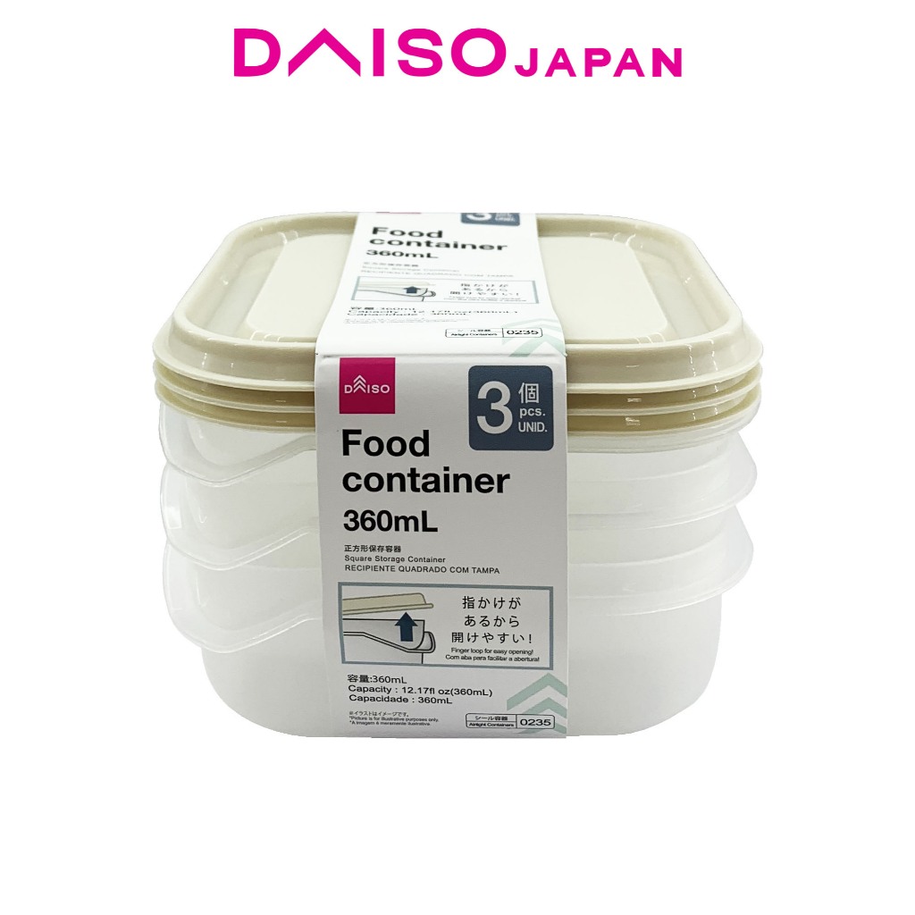 Daiso Square Food Container (360ml, 3 pieces) | Shopee Philippines