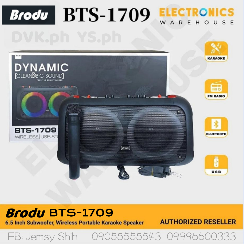 BTS-1709 Brudo Subwoofer BLUETOOTH Karaoke Speaker with free Wireless ...