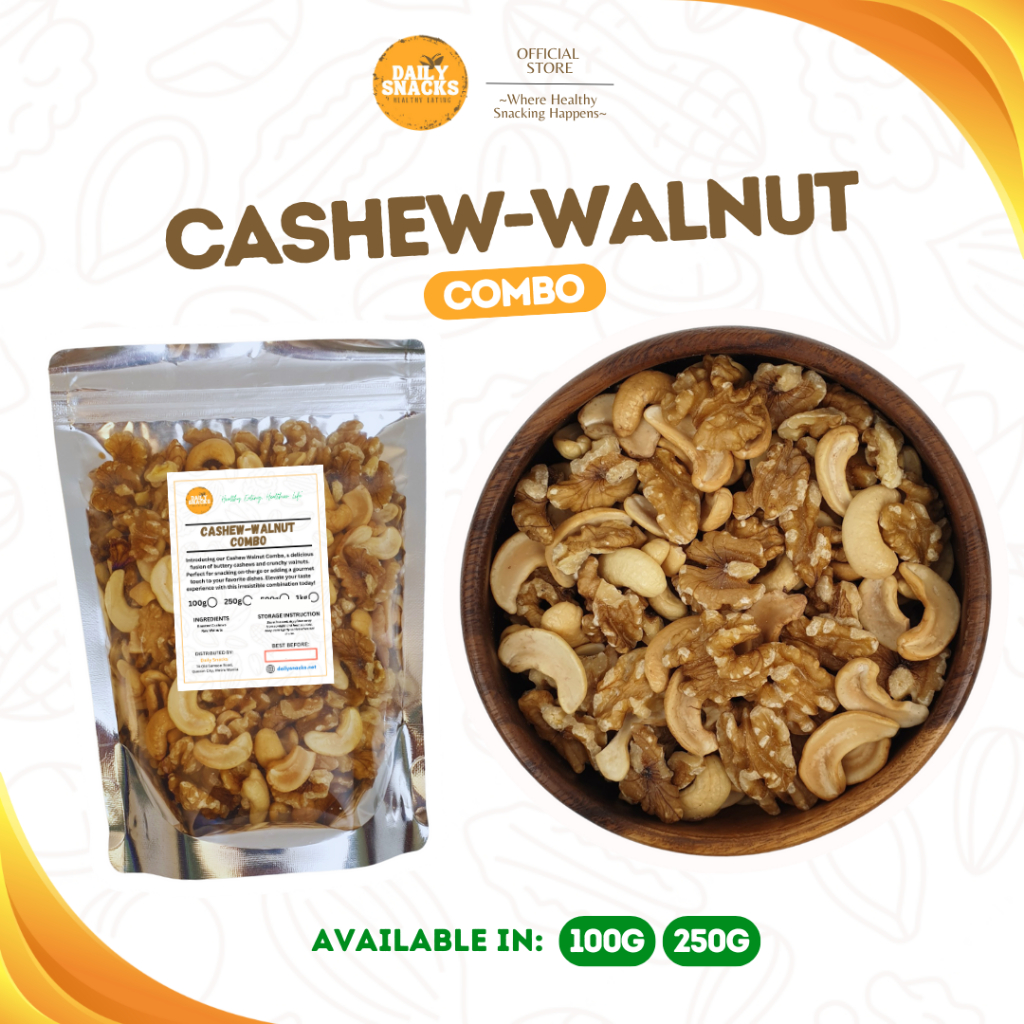 Daily Snacks Cashew-Walnut Combo - 100g & 250g in Ziplock Pouch ...