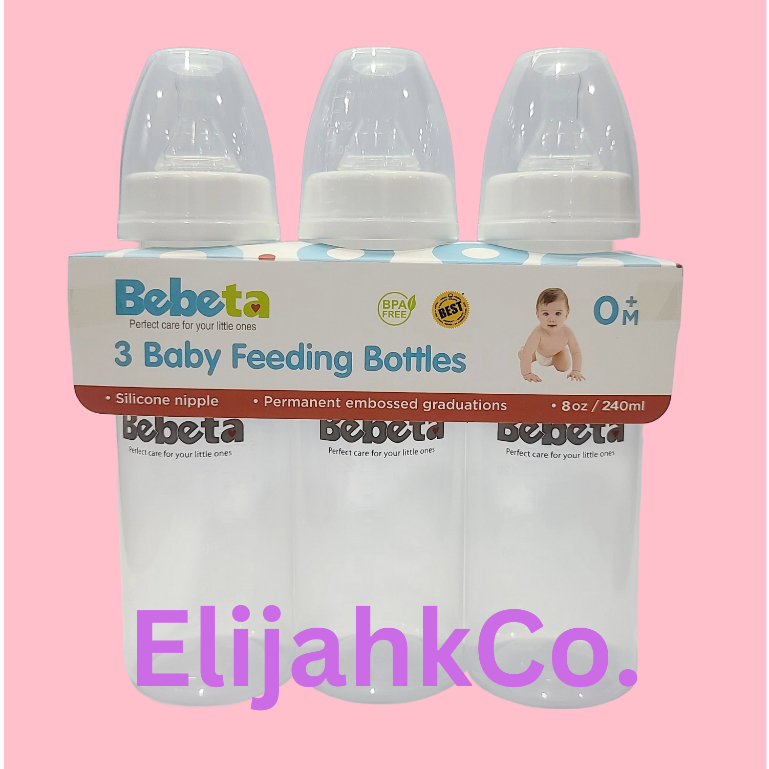 Bebeta 8oz White Feeding Bottle Regular Neck with Measurement 3pcs per ...