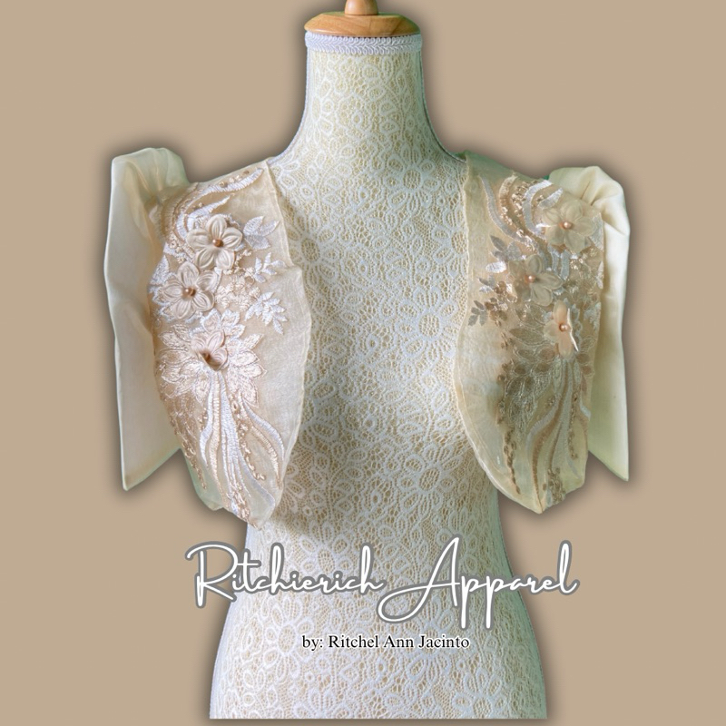 Modern Filipiniana Bolero with patching (lace design) | Shopee Philippines
