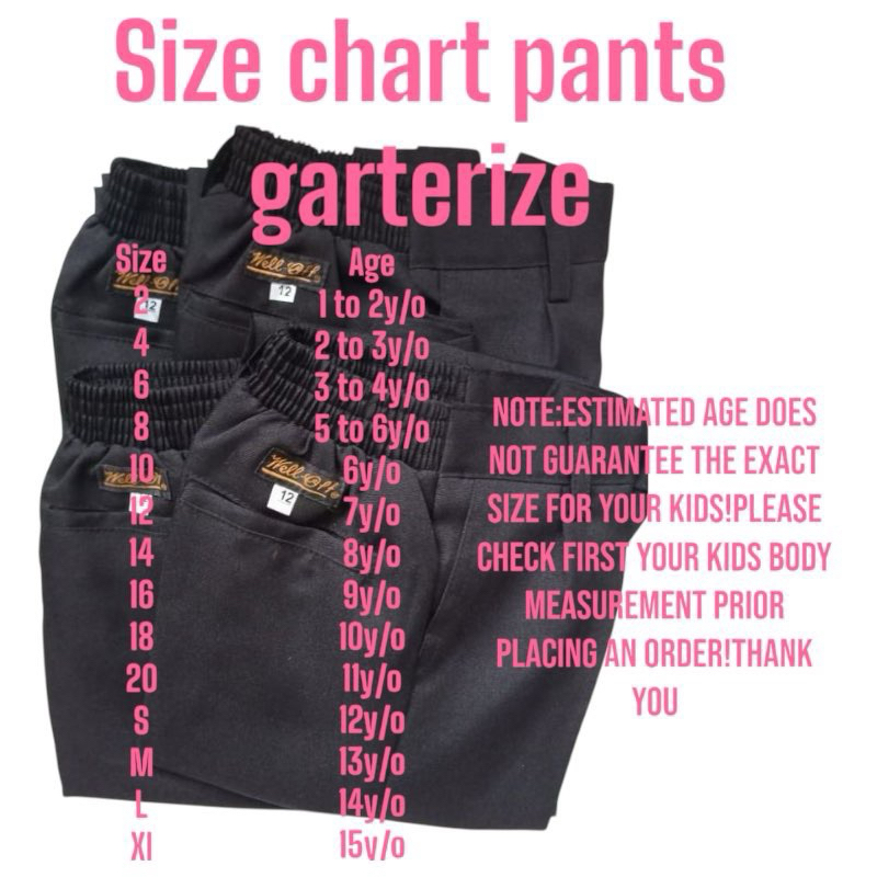 GARTERIZE SLACKS PANTS FOR KIDS MTS WELL OFF BLACK NAVY BLUE | Shopee ...