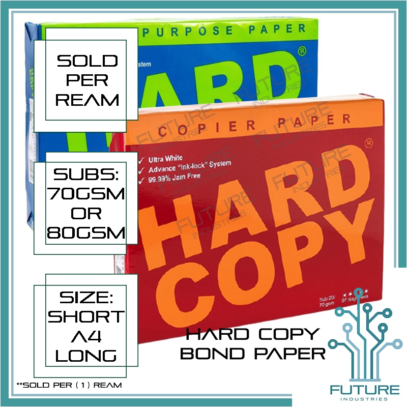 Hard Copy Bond Paper (1) Ream Sub24 80gsm Copier Paper Short Long A4 ...