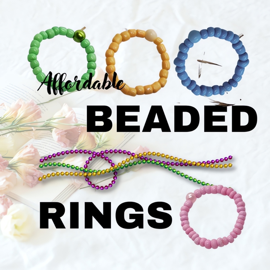 Seed Bead Handmade Rings with elastic band and accent beads, nicely ...