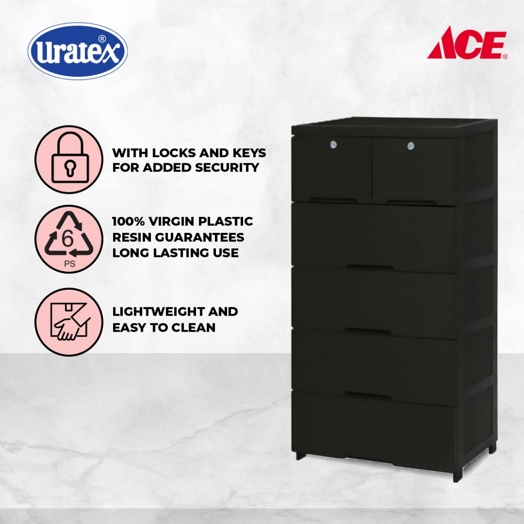 URATEX LOCK-IT DRAWER 5 LAYERS BLACK | Shopee Philippines