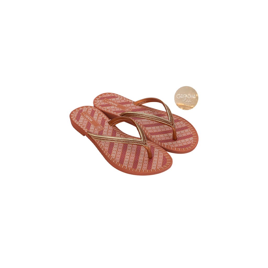 Grendha + Acai Energia Brown Tile Metallic Comfortable Slippers for ...