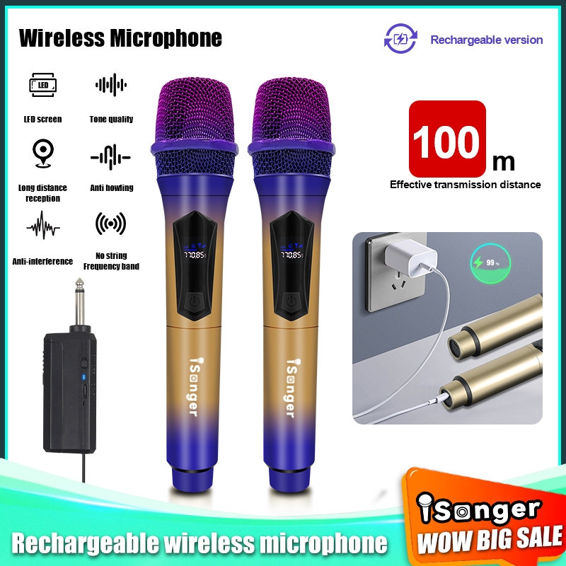 isonger Wireless Microphone, Plug And Play Microphone, Cordless Dynamic ...