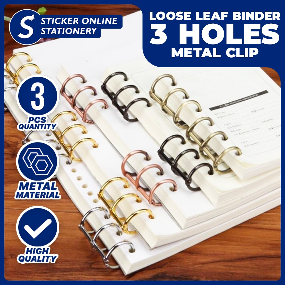 3pcs 3-Hole Loose-leaf Binder Metal Clip Book Rings | Shopee Philippines