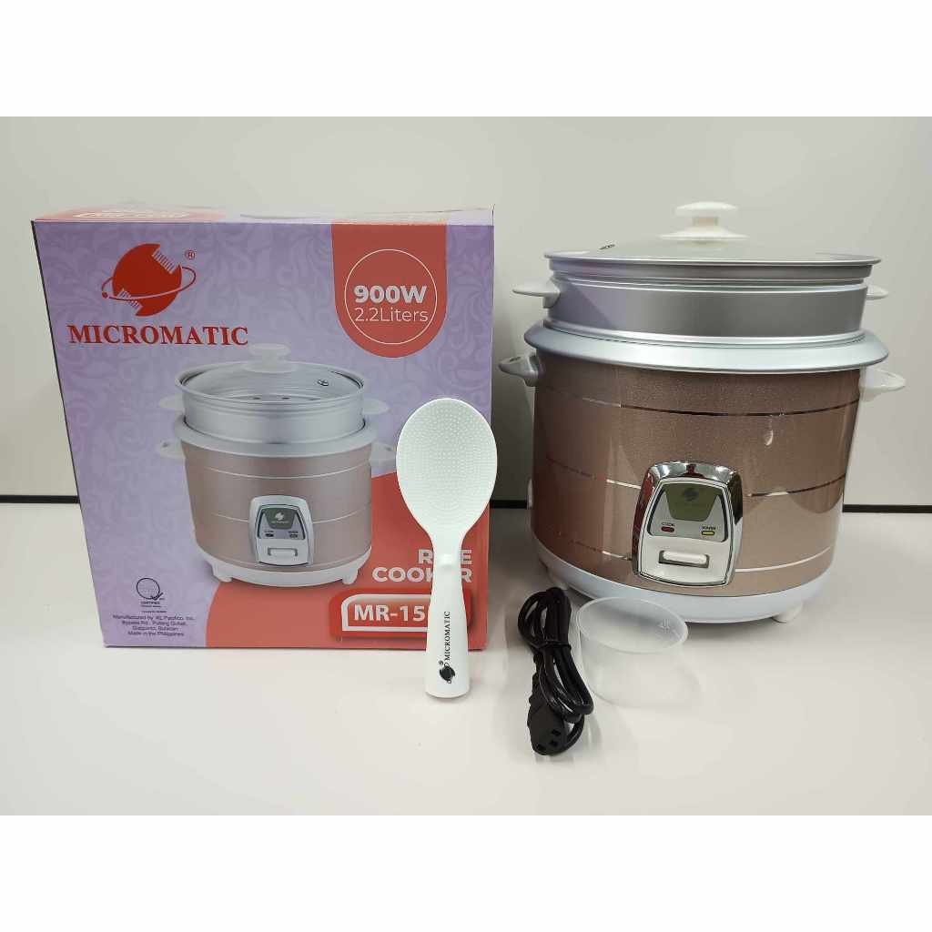 ORIGINAL MICROMATIC METALIC BODY RICE COOKER WITH STEAMER MR-15M 2 ...
