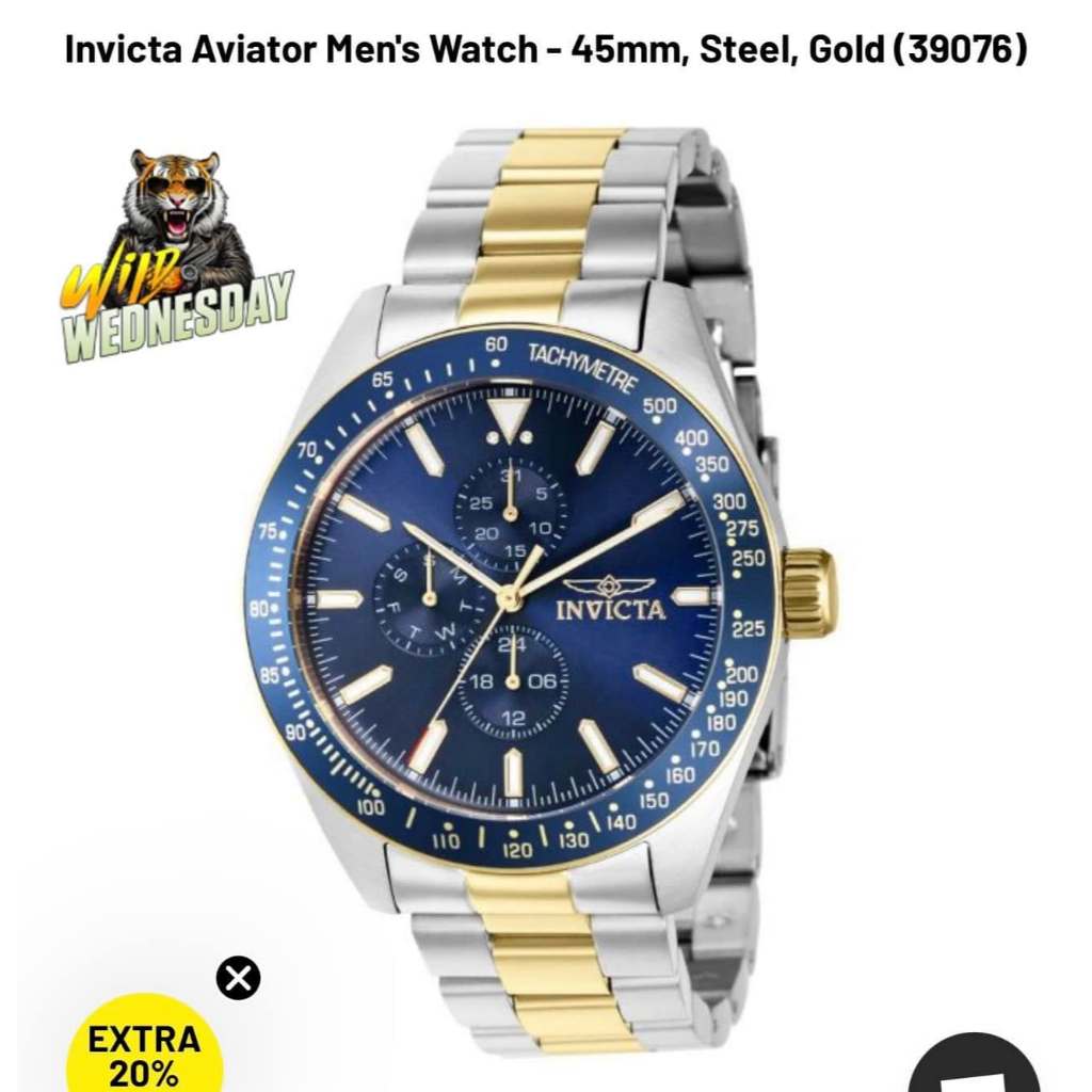 Invicta Aviator Men's Watch - 45mm, Steel, Gold (39076) | Shopee ...