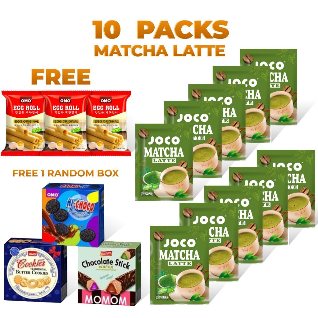 JOCO Matcha Latte [10 Packs] - Delicious Taste, 25g Net Weight, Free Egg Roll & Random Gift ...