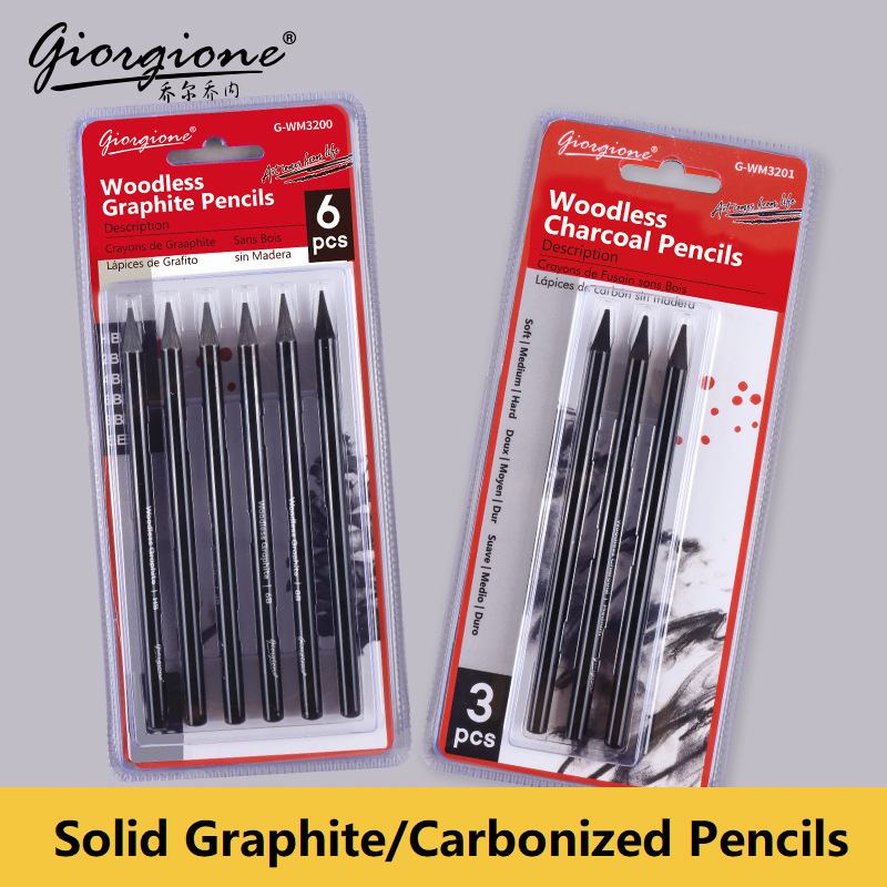 SNAP BUY08 3 pcs 6 pcs Black Charcoal Pencil- drawing pencil black ...