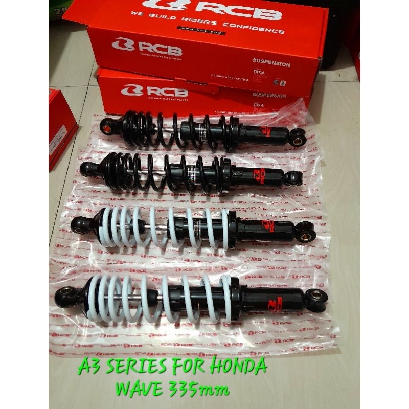 RCB A3 SERIES 335MM DUAL SHOCK FOR WAVE, XRM, SMASH SHOGUN,RAIDER J ...