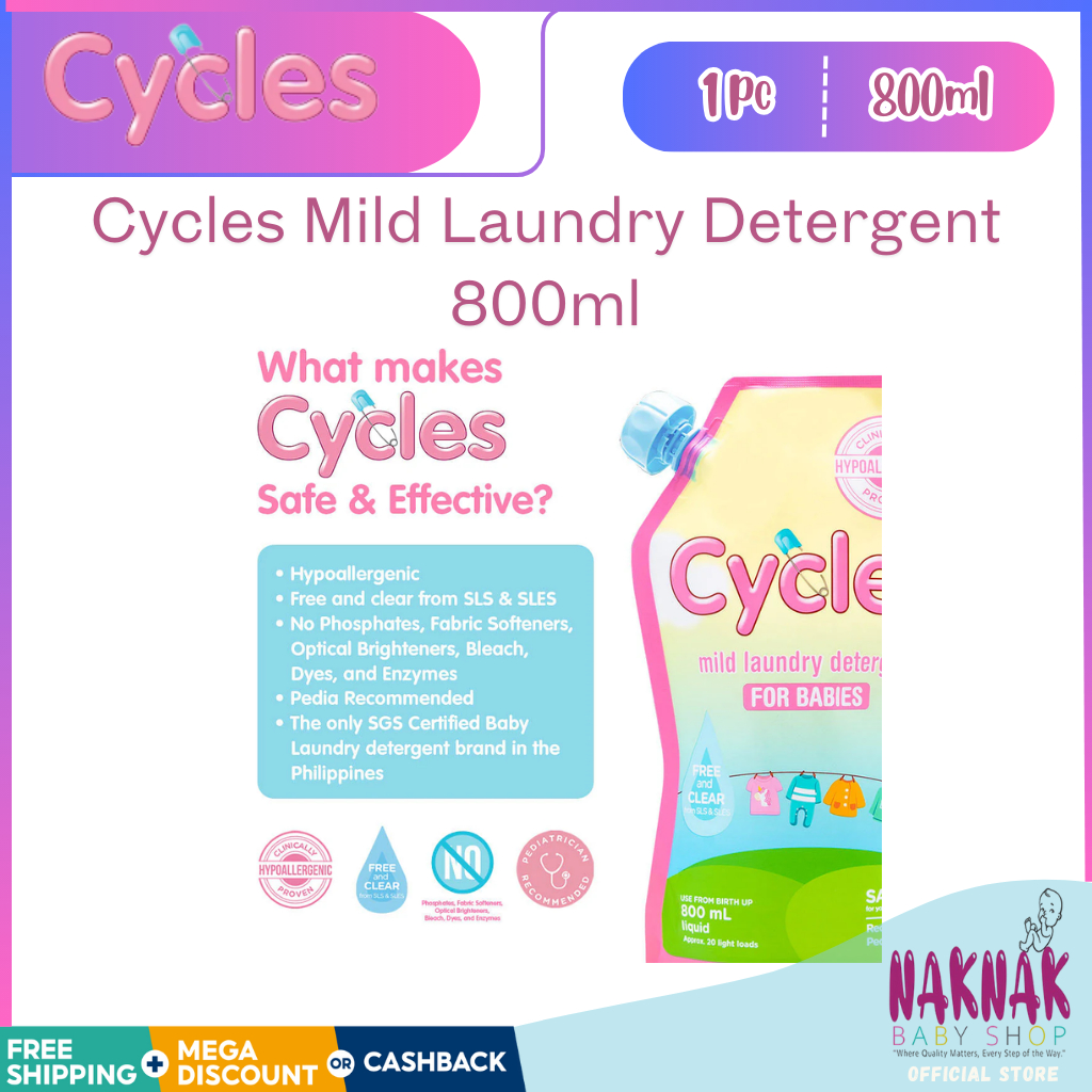 Cycles Mild Laundry Detergent 800ml | Shopee Philippines