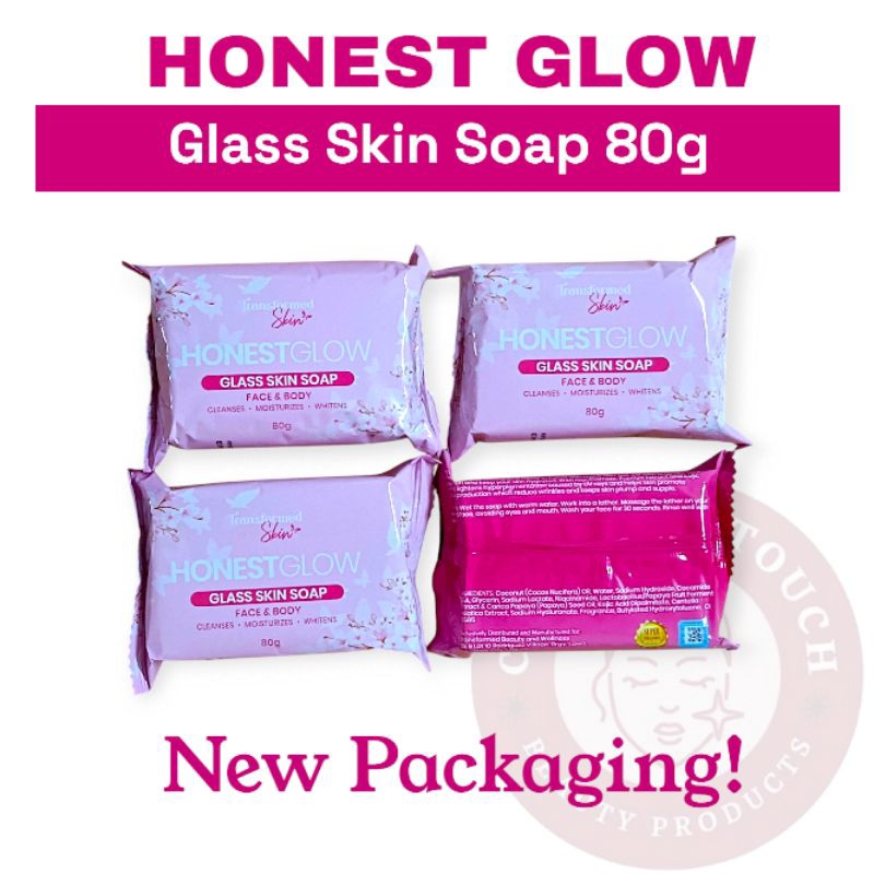 4pcs Honest Glow Glass Skin Soap 80g New Packaging (free meshnet ...