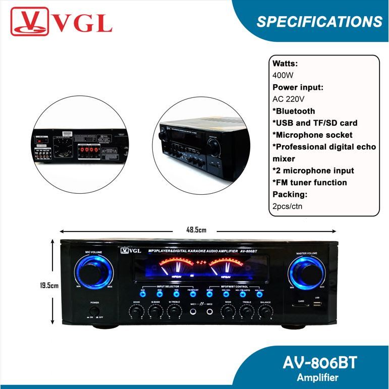 VGL BLUETOOTH AMPLIFIER ( AV 806BT ) | Shopee Philippines